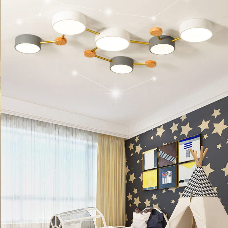 Scandinavian Minimalist Solid Wood Iron LED Flush Mount Lighting ...