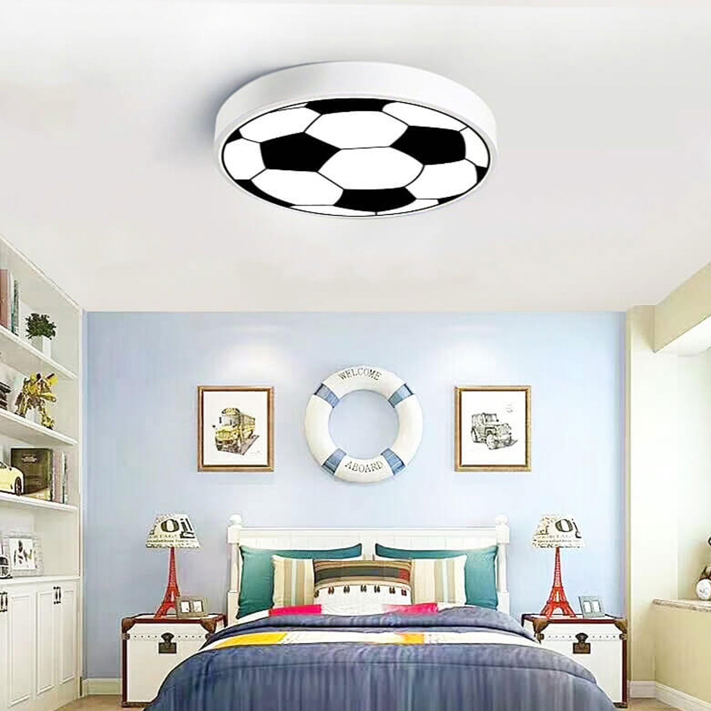 Cartoon Creative Round Football LED Kids Flush Mount Ceiling Light ...