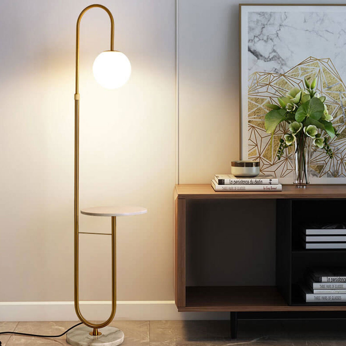 Nordic Minimalist Iron Marble Table LED Standing Floor Lamp – BulbSquare