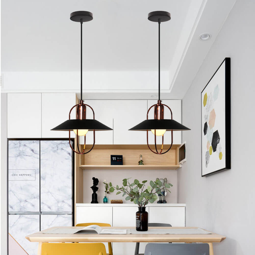 Industrial Creative Wrought Iron Conical Column Frame 1-Light Pendant ...