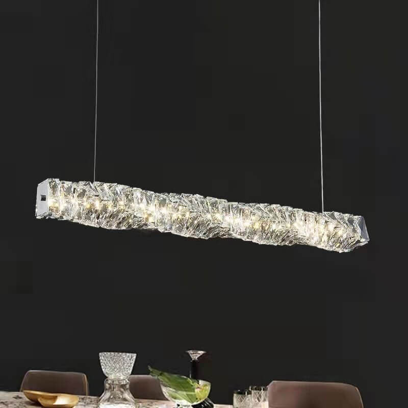 Modern Minimalist Linear Crystal LED Chandelier – BulbSquare