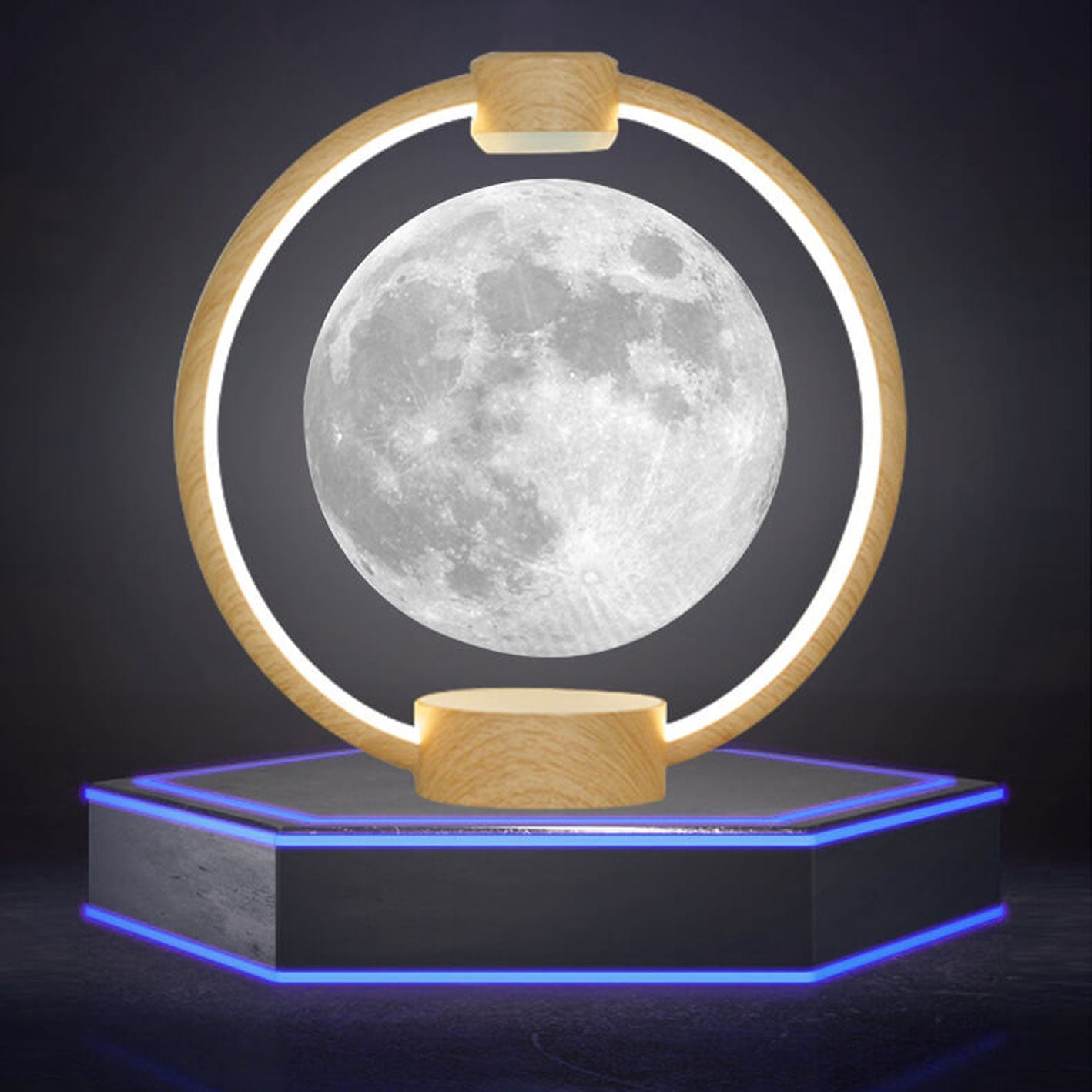 Creative Maglev Moon Design LED Colorful Light Night Light Table Lamp ...