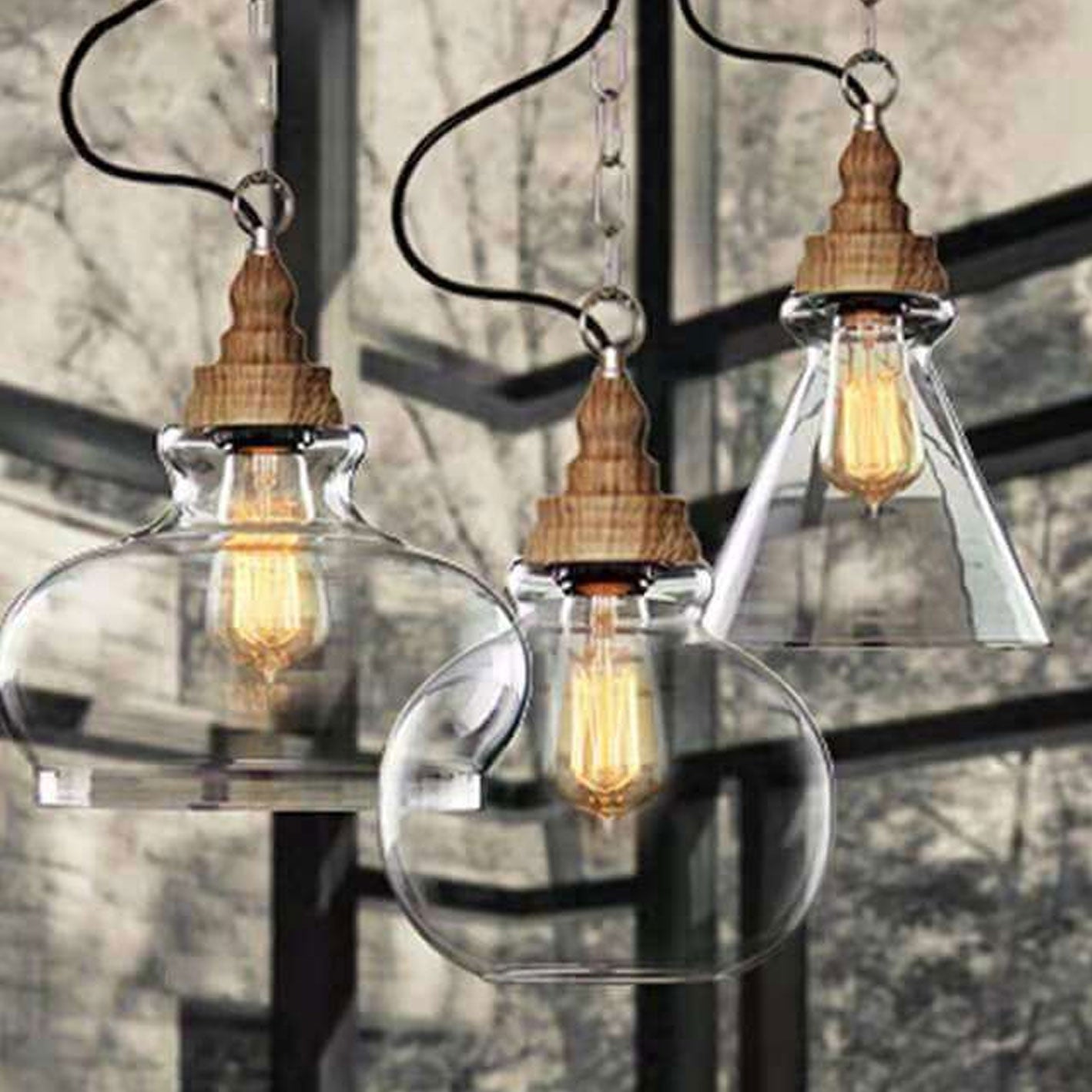 Nordic Retro Transparent Glass 1-Light Pendant Light – BulbSquare