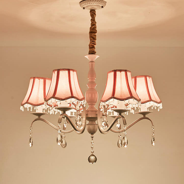 Modern Creative Cone Iron Crystal Fabric 5/6/8 Light Chandelier ...