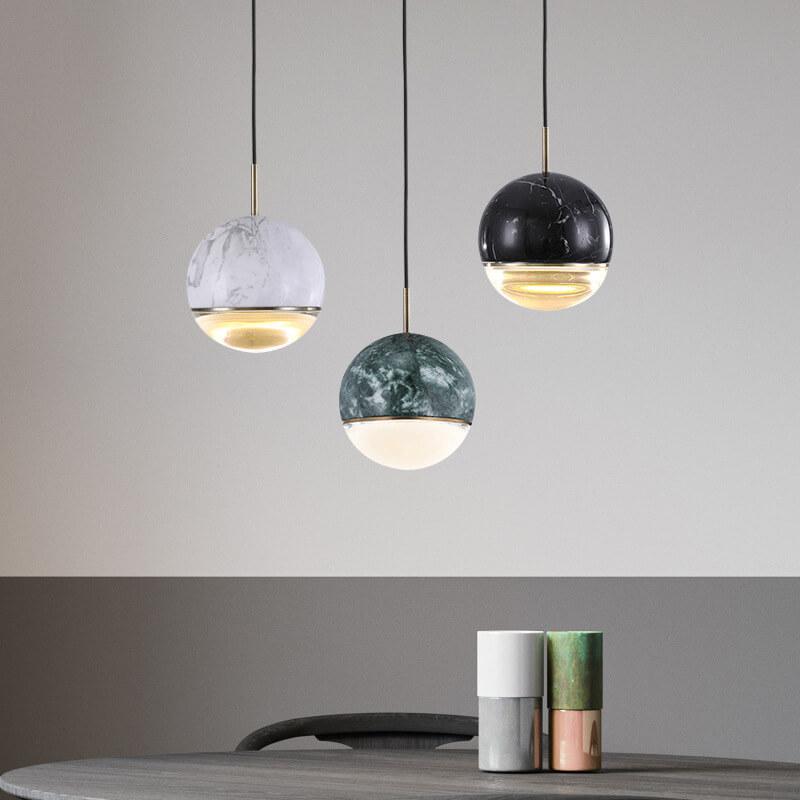 Modern Spherical Marble 1-Light LED Pendant Light – BulbSquare
