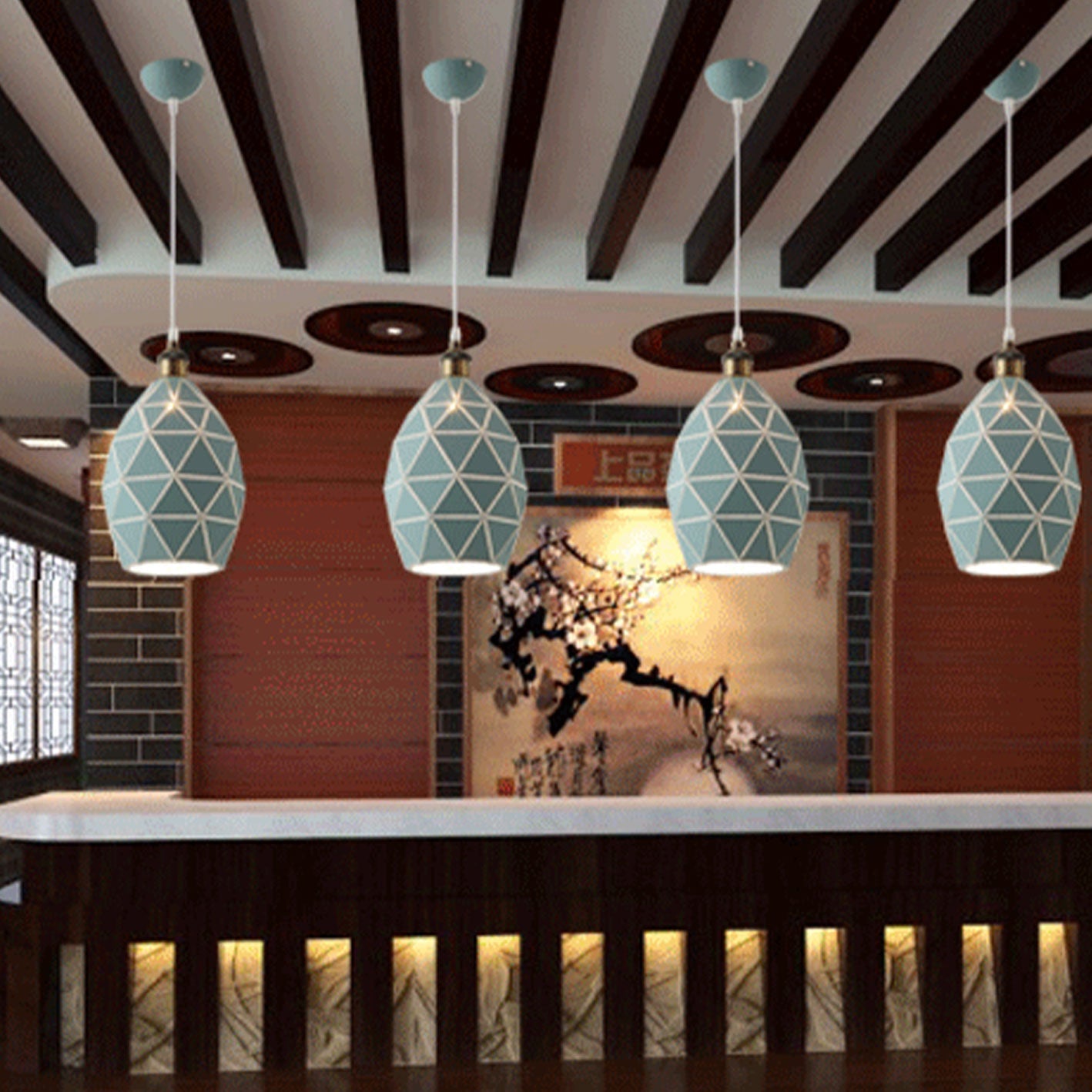 Nordic Creative Geometric Iron Oval Dome 1-Light Pendant Light – BulbSquare