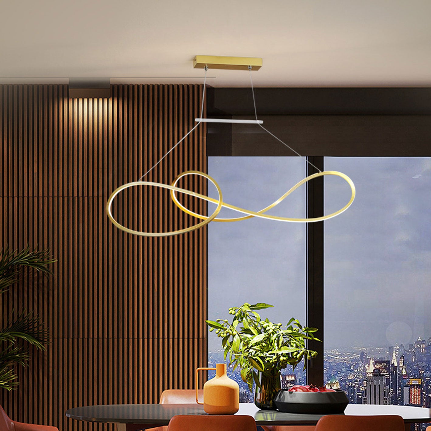 Modern Light Luxury Ring Curve LED Island Light Chandelier – BulbSquare