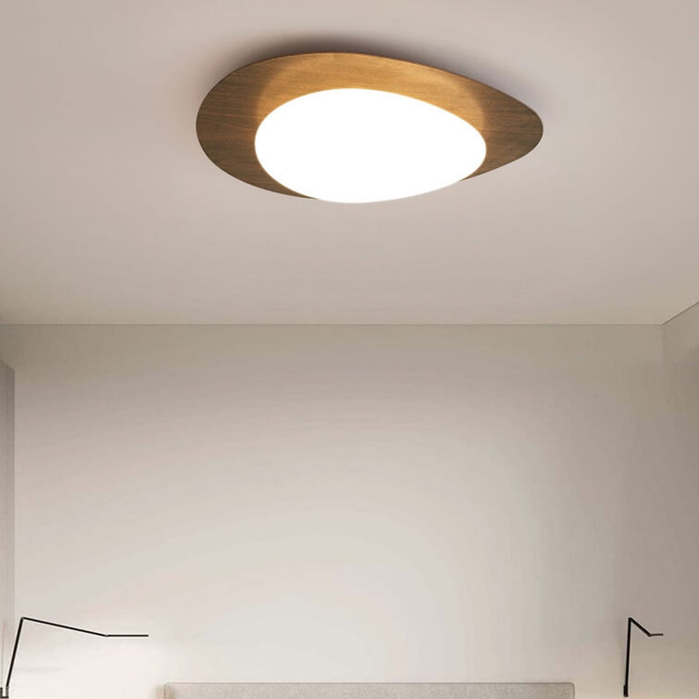 Nordic Iron Wood Grain Pebble LED Flush Mount Ceiling Light – BulbSquare