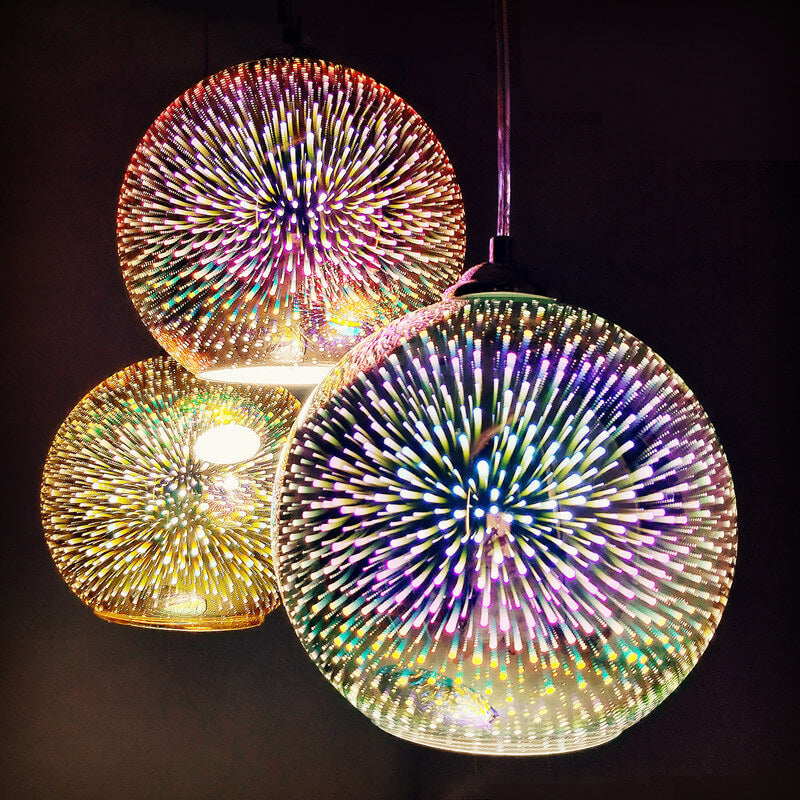 Modern Creative 3D Colorful Fireworks Glass 1-Light Dome Pendant Light ...