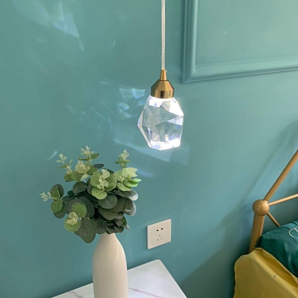 Modern Stone Shape 1-Light Crystal LED Pendant Light – BulbSquare