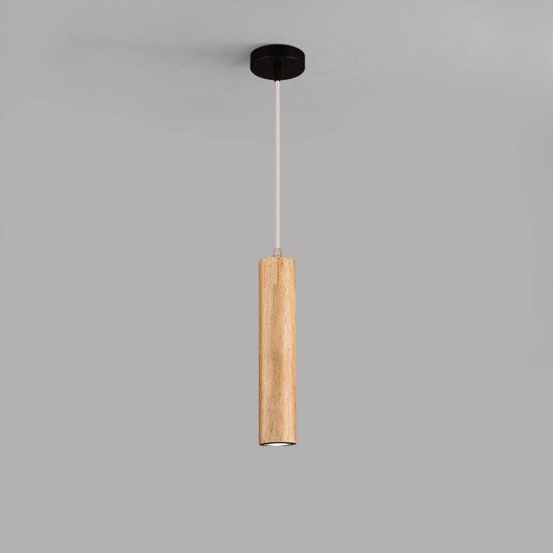 Modern Minimalist Wood Cylinder LED Pendant Light – BulbSquare