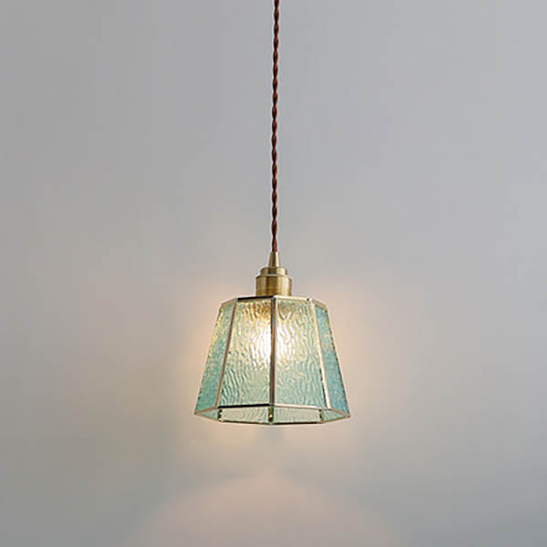 Modern Art Deco Water-grain Glass Polygonal Shade Brass 1-Light Pendan ...