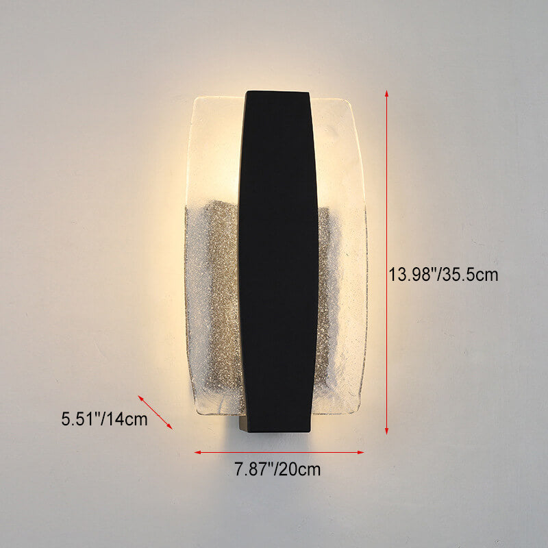 Modern Minimalist Rectangle Aluminum Glass LED Wall Sconce Lamp For Ou ...