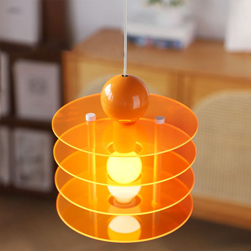 Contemporary Nordic Colorful Acrylic Flying Saucer 1-Light Pendant Lig ...